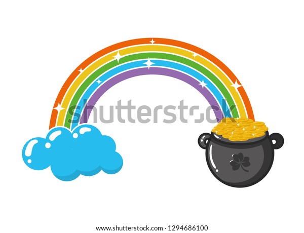 Rainbow Cauldron Coins Happy St Patricks Stock Vector (Royalty Free ...