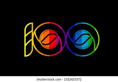 Rainbow Color Colored Colorful Number 100 Stock Vector (Royalty Free ...