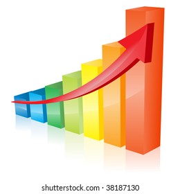 Rainbow Color Graph Diagram Bars Arrow Stock Vector (Royalty Free ...