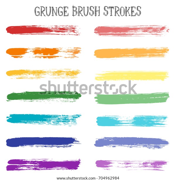 Rainbow Color Paint Brush Strokes Can Stock Vector (Royalty Free ...