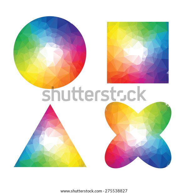 Rainbow Color Shapes Square Triangle Round Stock Vector (Royalty Free ...