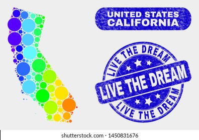 Rainbow Colored Dot California State Map Stock Vector (Royalty Free ...
