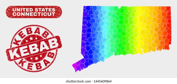 Rainbow Colored Dot Connecticut State Map: vector de stock (libre de ...