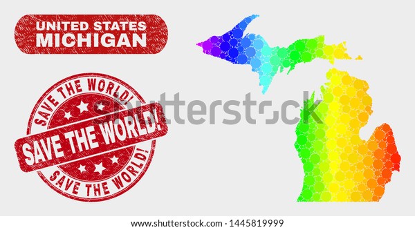 Rainbow Colored Dot Michigan State Map Stock Vector (Royalty Free ...