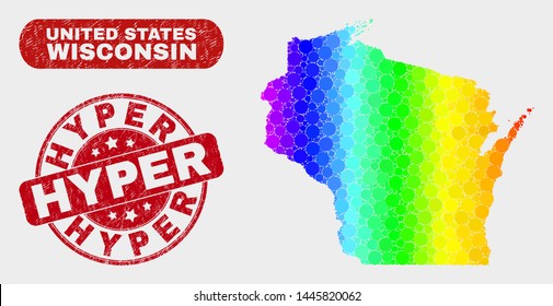 Rainbow Colored Dot Wisconsin State Map Stock Vector (Royalty Free ...