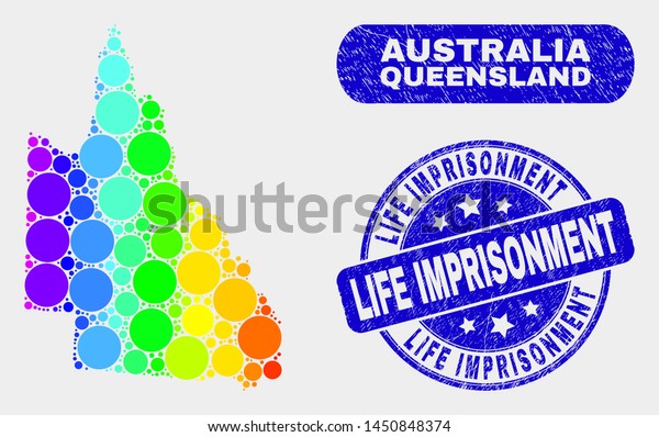 Rainbow Colored Dotted Australian Queensland Map Stock Vector (Royalty ...