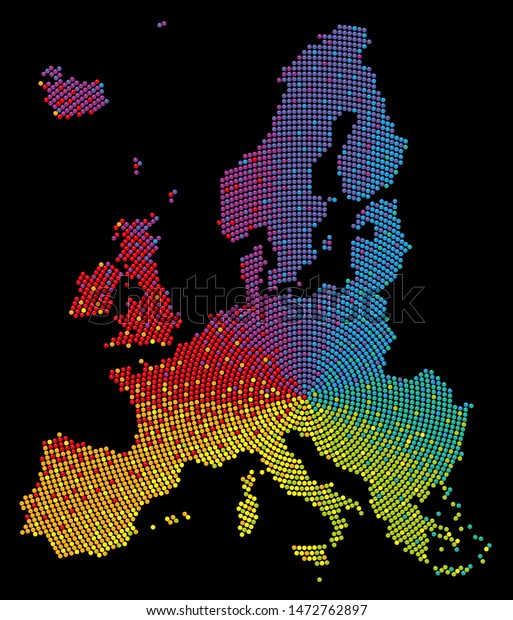 Vektor Stok Rainbow Colored Europe Map Symbol Multicultural (Tanpa ...