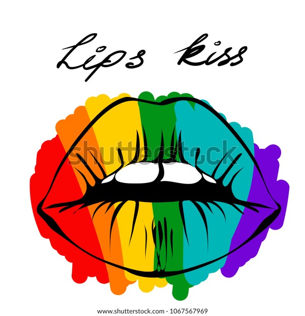 Los labios de color arcoiris. Bandera de la comunidad LGBT en los ...