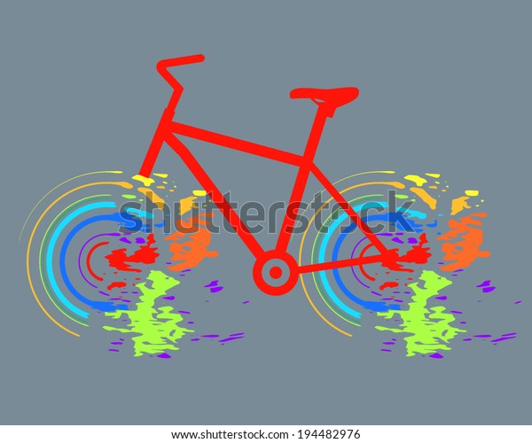 Rainbow Colored Riding Bicycle Abstract Drawing Stock Vector (Royalty ...