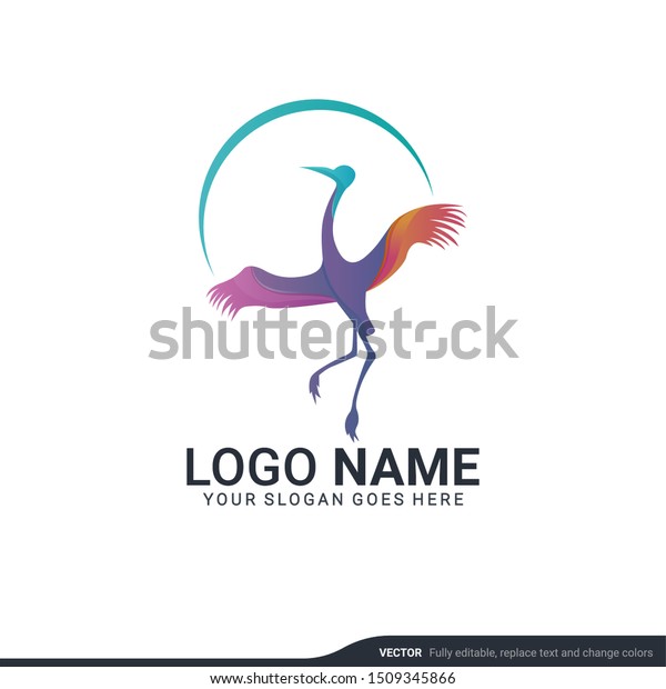 Rainbow Colorful Heron Logo Design Editable Stock Vector (Royalty Free ...