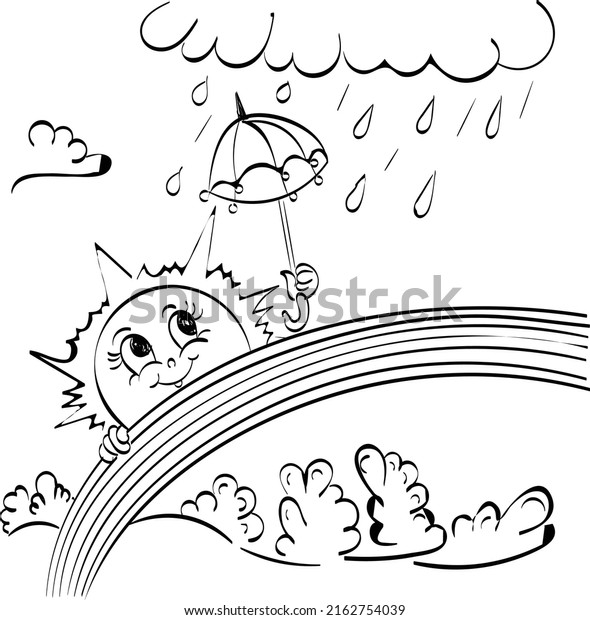 Rainbow Coloring Page Easy Print Weather Stock Vector (Royalty Free ...