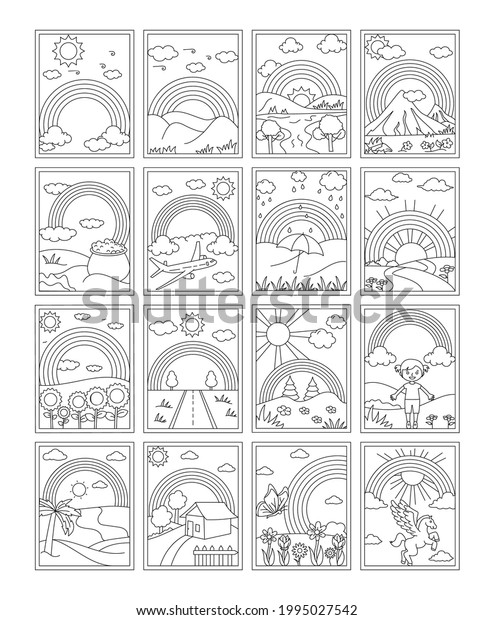 Rainbow Colouring Page Vector Designs: เวกเตอร์สต็อก (ปลอดค่าลิขสิทธิ์ ...
