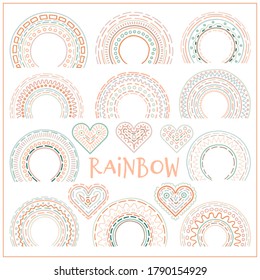 Rainbow Doodle Set Cute Pastel Colors Stock Vector (Royalty Free ...