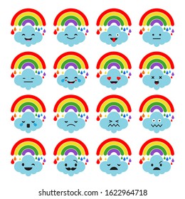 Rainbow Emotions Cute Cartoon Vector Style Stock Vector (Royalty Free ...