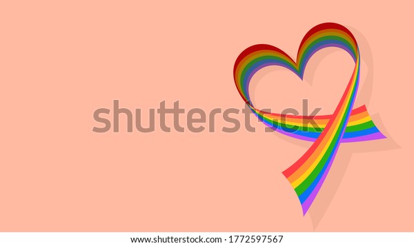Vektor Stok Rainbow Flag Heart Shape Lgbt Same (Tanpa Royalti ...