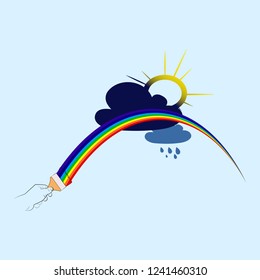 Rainbow Hand Drawing Stock Vector (Royalty Free) 1241460310 | Shutterstock