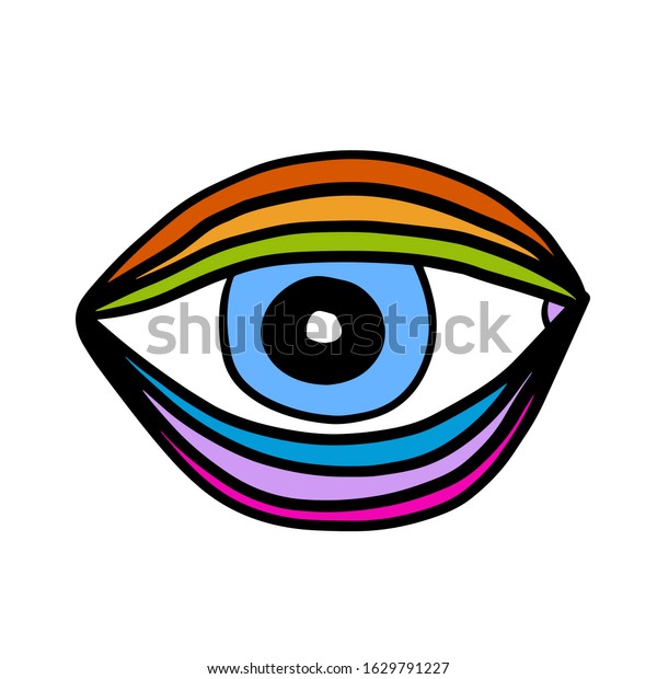 Rainbow Hand Drawn Open Eye Symbol Stock Vector (Royalty Free ...