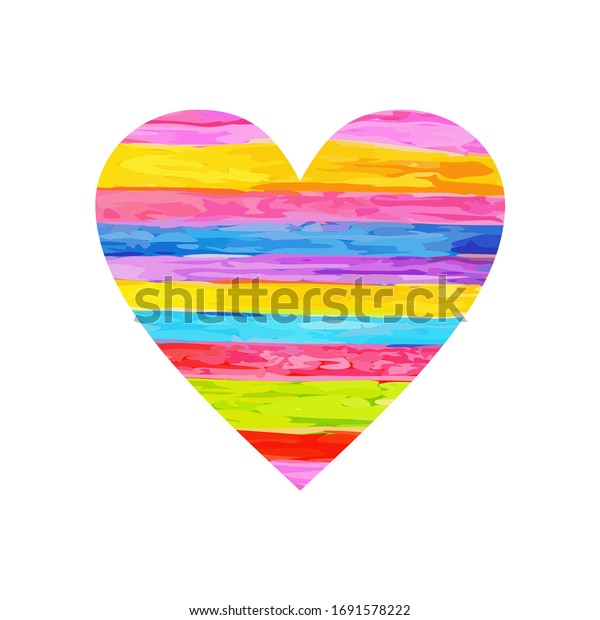 Rainbow Heart Childrens Drawing Colored Watercolor Stock Vector ...