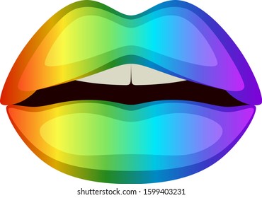 Rainbow Lips On White Background Stock Vector (Royalty Free) 1599403231 ...
