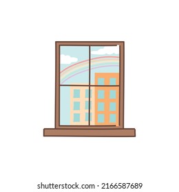 Rainbow Outside Window Color Line Icon Stock Vector (Royalty Free ...