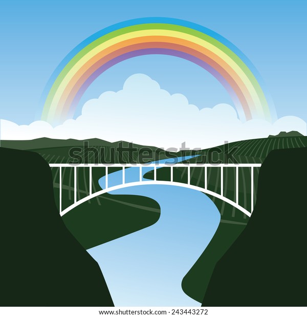 Rainbow Over Bridge Eps 10 Vector Stock Vector (Royalty Free) 243443272 ...