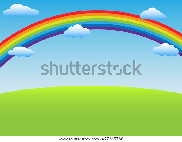 Rainbow Over Field Vector Illustration Stock Vector (Royalty Free ...