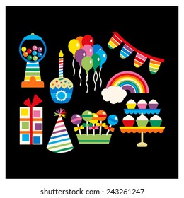 Rainbow Party Vector Clip Art Stock Vector (Royalty Free) 243261247 ...
