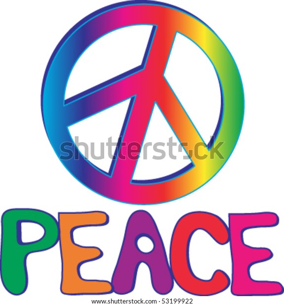 Rainbow Peace Sign Hand Drawn Text Stock Vector (Royalty Free) 53199922