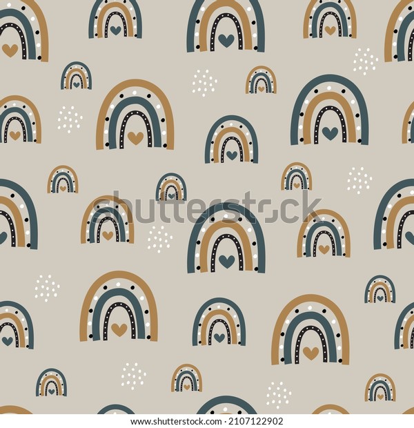 Rainbow Seamless Baby Pattern On Brown Stock Vector (Royalty Free ...