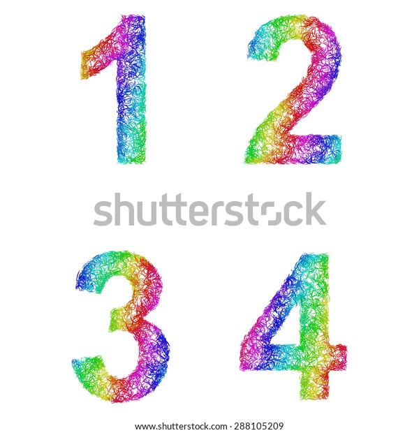 Rainbow Sketch Font Design Set Numbers 库存矢量图（免版税）288105209 | Shutterstock