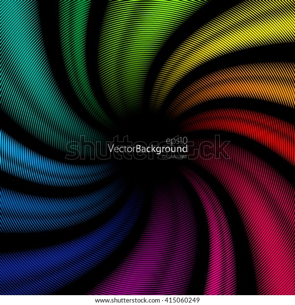 Rainbow Spiral Stripes On Black Background Stock Vector (Royalty Free ...