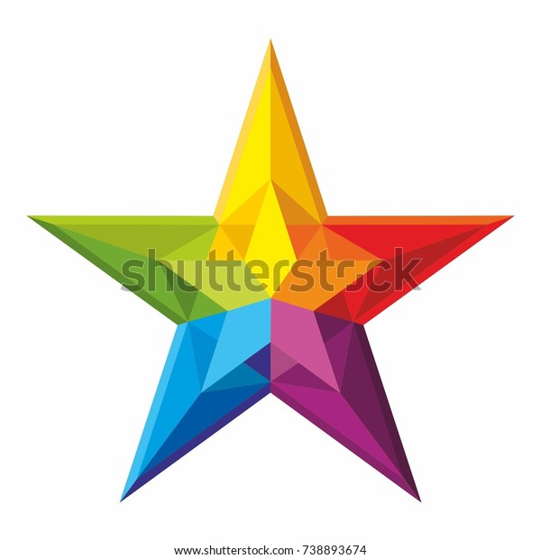 Rainbow Star Isolated On White Stock Vector (Royalty Free) 738893674