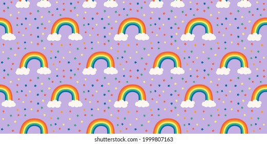 Rainbow Stars Cloud Seamless Pattern Background Stock Vector (Royalty Free) 1999807163 ...