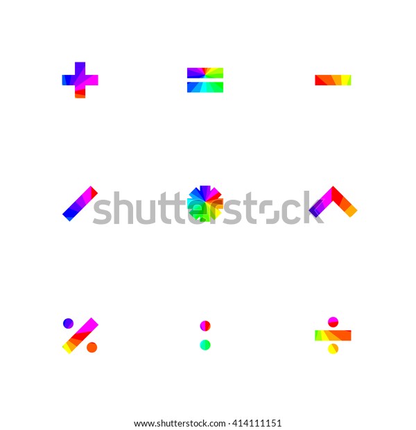 Rainbow Symbols Mathematical Operations Square Corners Stock Vector ...