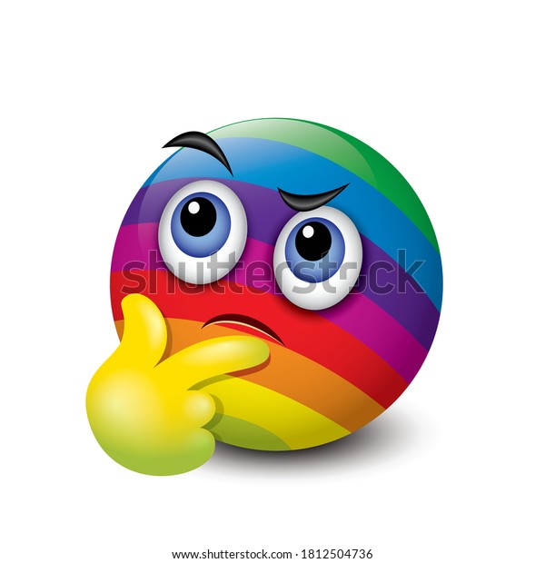 Rainbow Thinking Emoticon Question Face Emoji Stock Vector (Royalty ...