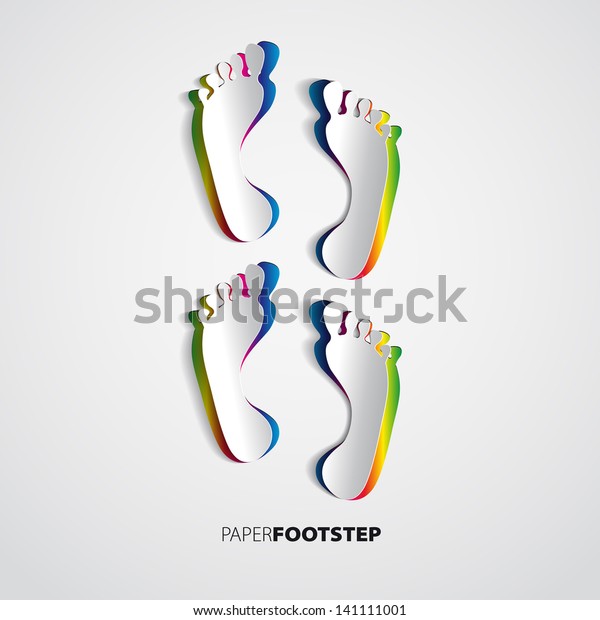 Rainbowpaper Footprints Isolated On White Vector Stock Vector (Royalty ...