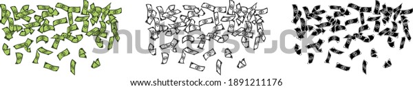 Raining Money Icon Banknote Rain Background Stock Vector (Royalty Free ...