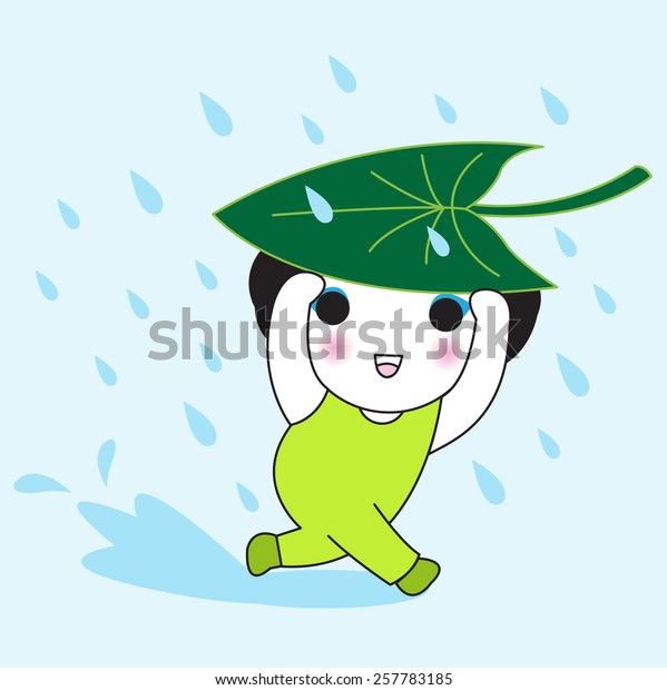 Rainy Day Character Illustration Stok Vektör (Telifsiz) 257783185 ...