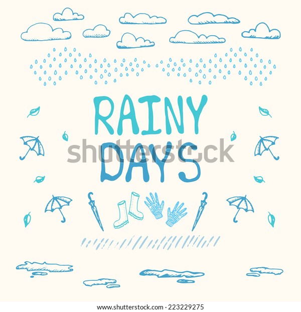 Rainy Days Hand Drawn Icon Outline Stock Vector (Royalty Free) 223229275