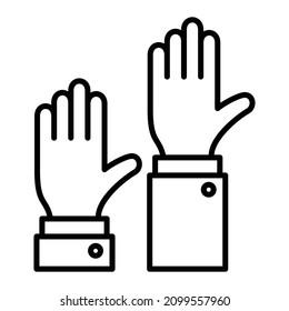 Raise Hand Vector Outline Icon Isolated Stock Vector (Royalty Free ...