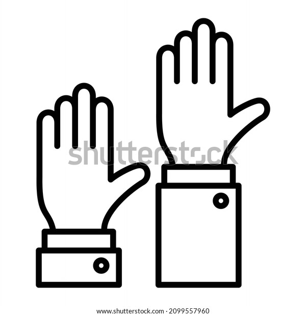 Raise Hand Vector Outline Icon Isolated Stock Vector (Royalty Free ...