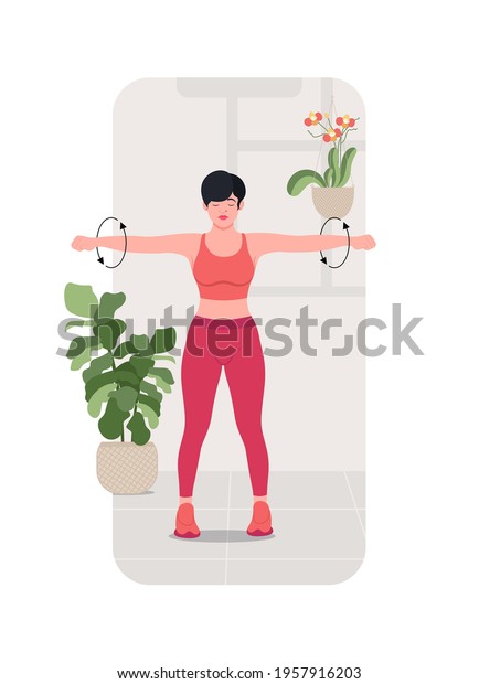 Raised Arm Circles Exercise Online Fitness Stock Vector (Royalty Free ...