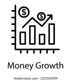 Raised Bar Graph Dollar Signs Characterizing Stock Vector (Royalty Free ...