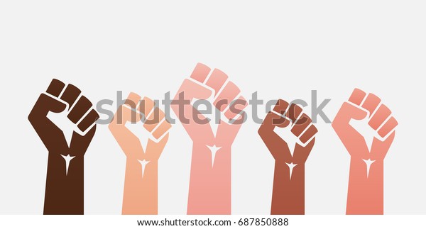 Raised Colored Fists Set Background Isolated Stock Vector (Royalty Free ...