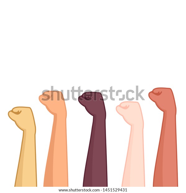 Raised Hand Fists Different Color Symbol Stock Vector (Royalty Free ...