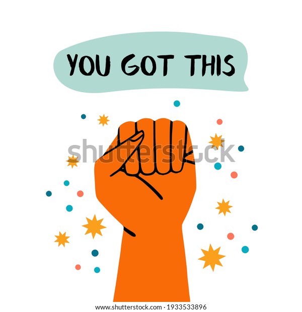 Raised Hand Gesture Power Sign Isolated Stock Vector (Royalty Free ...
