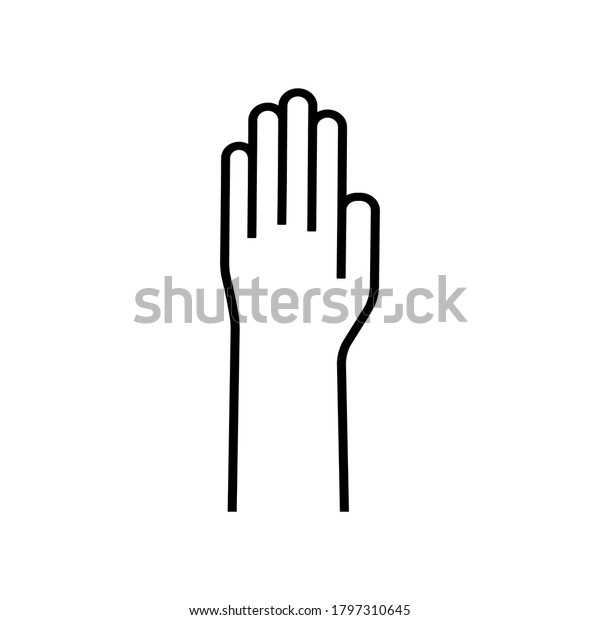 Raised Hand Sign Vector Icon On Stock Vector (Royalty Free) 1797310645 ...