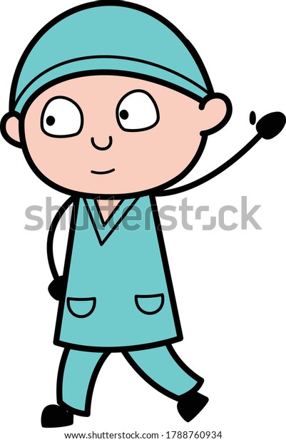 Raised Hand Surgeon Cartoon Vector Illustration Stock Vector (Royalty ...