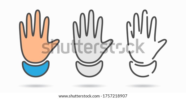 Raised Hand Vector Flat Icon Hi Stock Vector (Royalty Free) 1757218907 ...