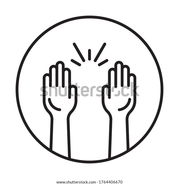 Raised Hands Line Art Circle Icon Stock Vector (Royalty Free ...